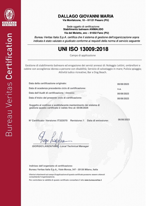 Iso 13009 certification